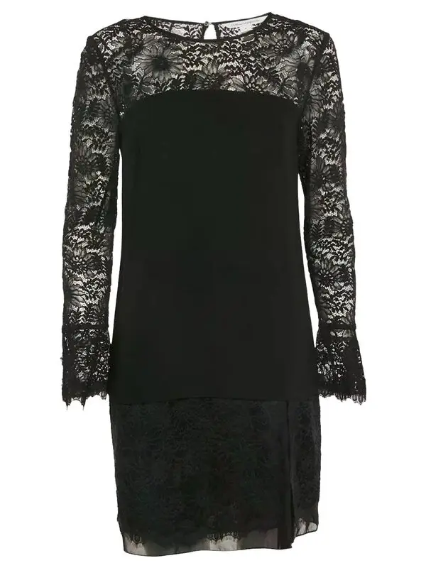 Diane Von Furstenberg Lavana Lace-trim Dress - Black