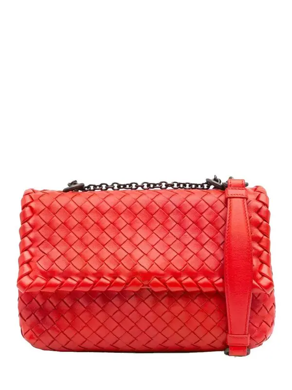 Bottega Veneta Baby Nappa Intrecciato Olimpia Crossbody Bag - Red