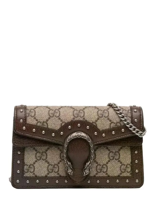 Gucci Mini Gg Supreme Studded Dionysus Crossbody Bag - Brown