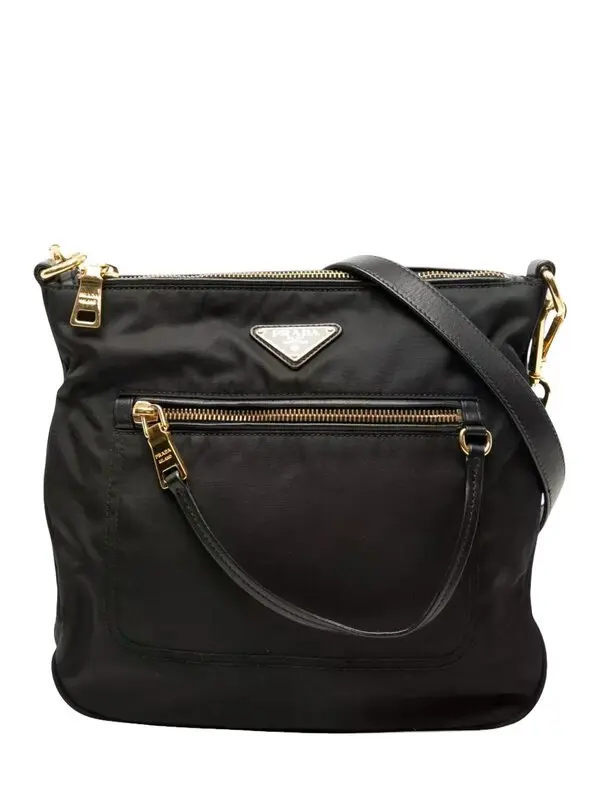Prada Tessuto Zip Top Crossbody Bag - Black