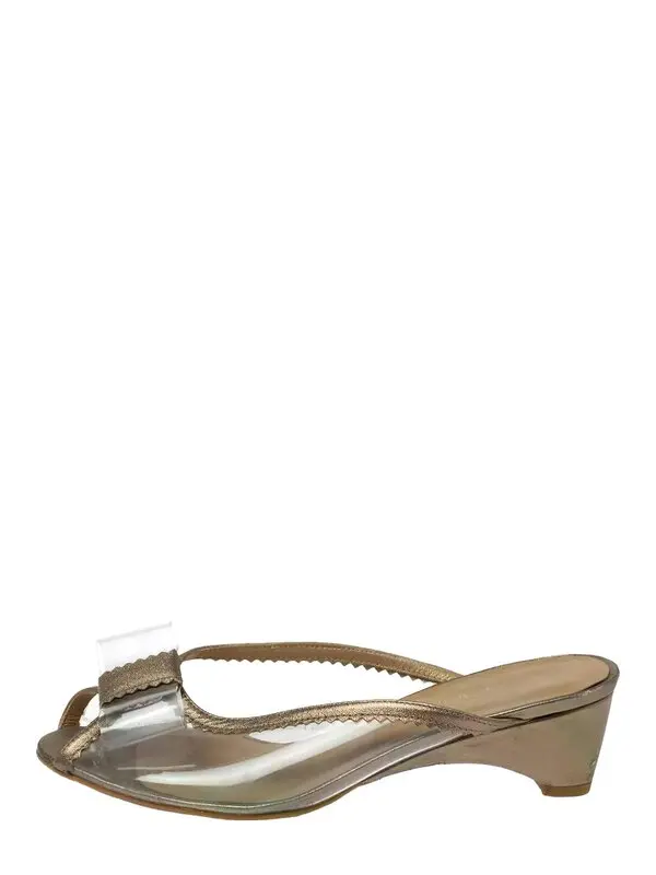 STUART WEITZMAN 45mm Bow-detail Wedge Sandals - Gold
