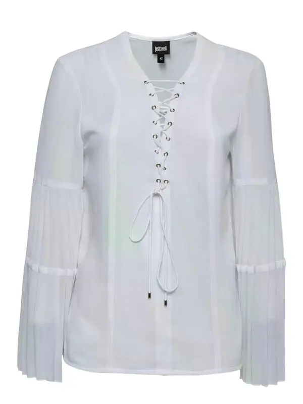 Just Cavalli Pleated Lace-up Blouse - White