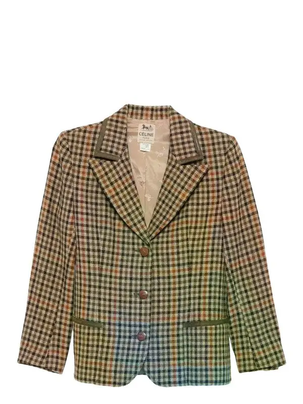 Celine 1970s Checked Wool Blazer - Brown