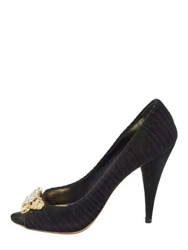 Miu Miu 120mm Peep-toe Crystal-embellished Pumps - Black