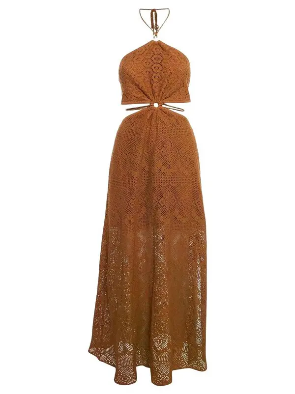 Simkhai Crochet Cut-out Maxi Dress - Brown