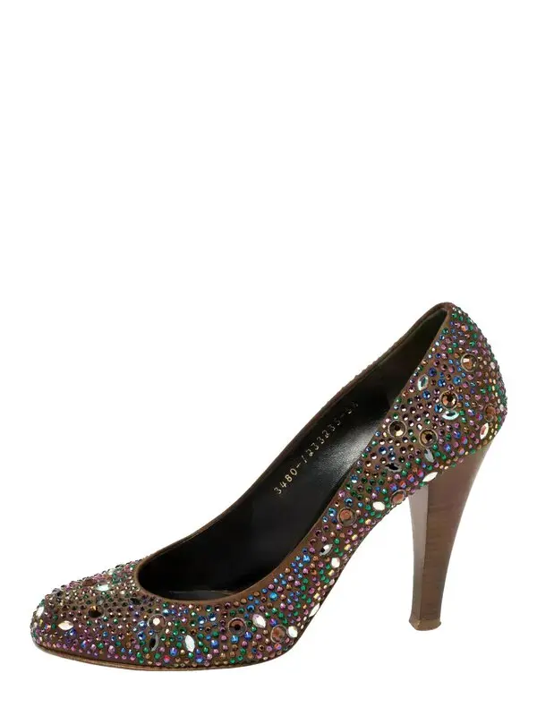 GINA 100mm Crystal-embellished Pumps - Brown