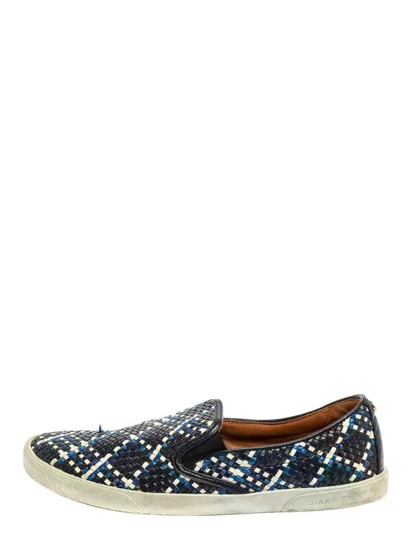 JIMMY CHOO Woven Leather Slip-on Sneakers - Black