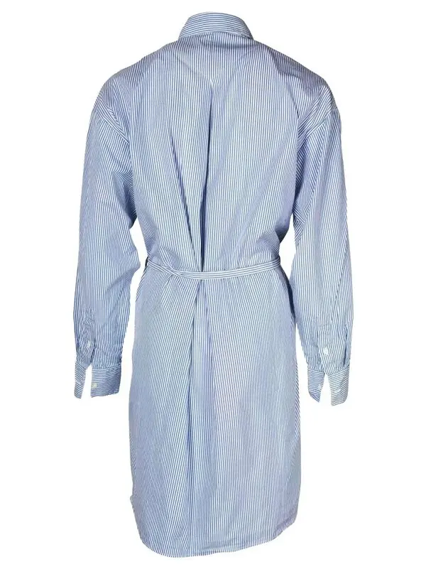 Kenzo Striped Belted Shirt Dress - Blue