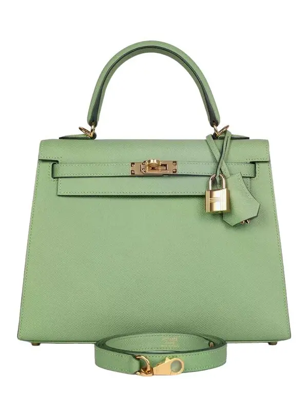 Hermès Kelly Sellier 25 Leather Tote Bag - Green