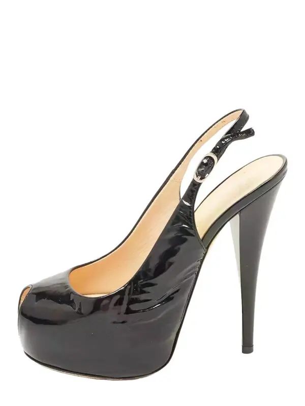 GIUSEPPE ZANOTTI Peep-toe Platform Slingback Sandals - Black