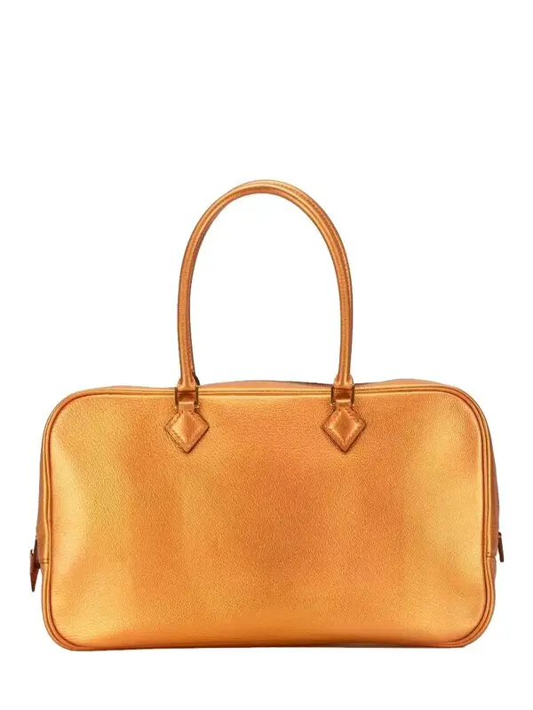 Hermès 2004 Metallic Chevre Coromandel Plume Elan 28 Handbag - Orange