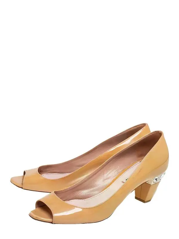 Miu Miu 60mm Crystal-embellished Leather Pumps - Neutrals
