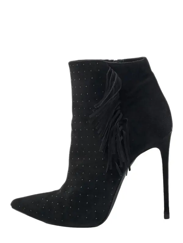 LE SILLA 110mm Fringe-embellished Studded Ankle Boots - Black