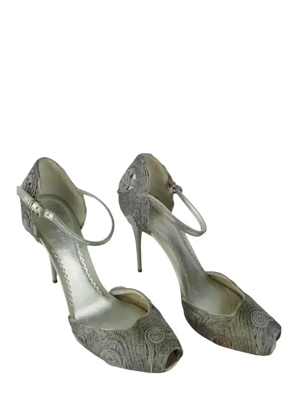 Giorgio Armani 100mm Rose Peep-toe Pumps - Grey