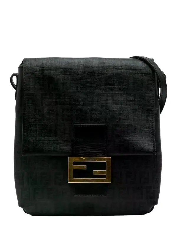 Fendi Zucchino Spalmati Crossbody Bag - Black