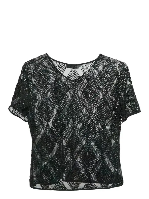 Valentino Garavani Sequin-detailed Mesh Top - Black