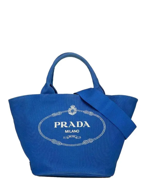 Prada Canapa Logo Satchel - Blue