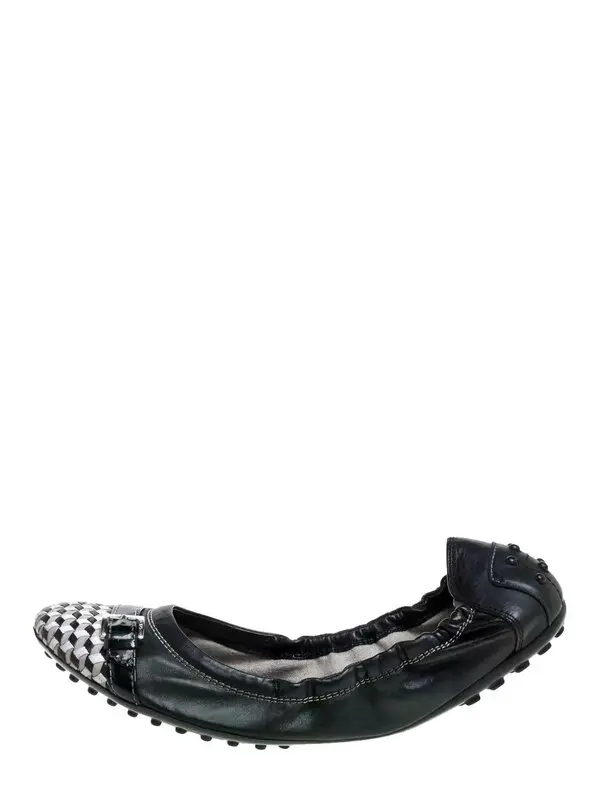 TOD'S Checked-panel Ballet Flats - Black