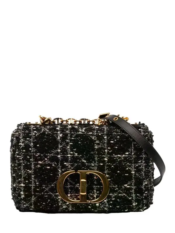 Dior Pre-owned 2023 Small Tweed Macrocannage Caro Bag - Black