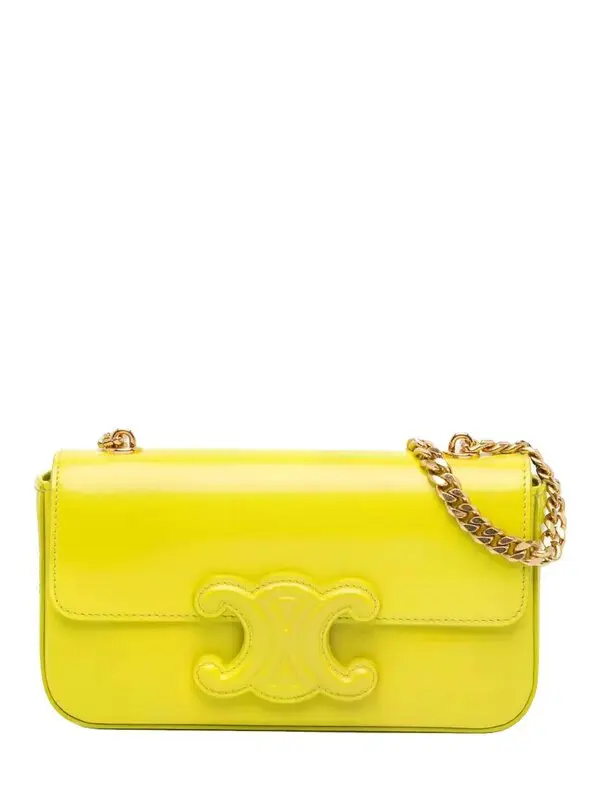Celine 2022 Triomphe Calfskin Cuir Chain Shoulder Bag - Yellow