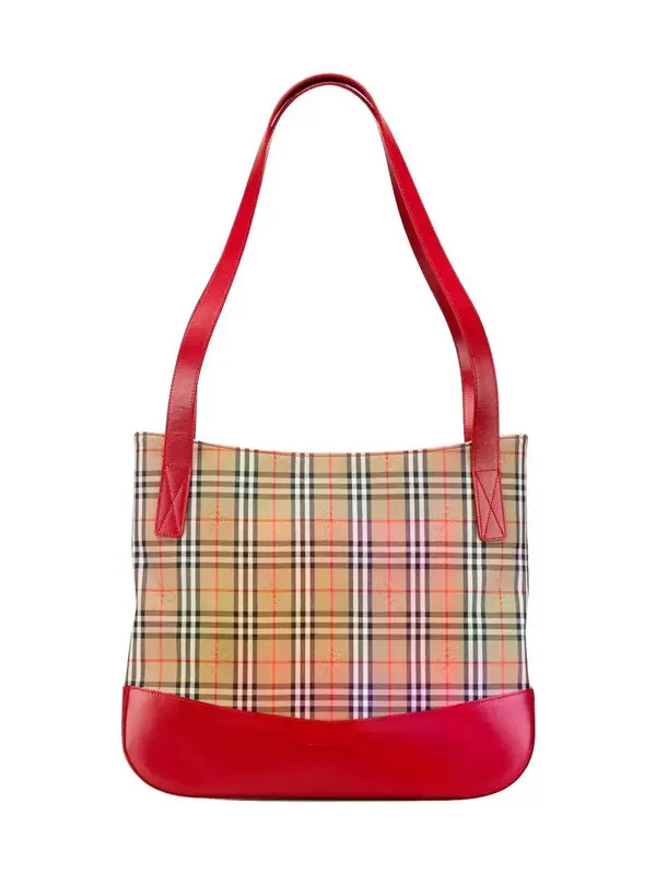 Burberry Haymarket Check Canvas Tote Bag - Brown