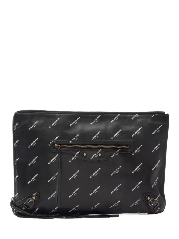Balenciaga 2000s Logo Print Classic Clutch Bag - Black