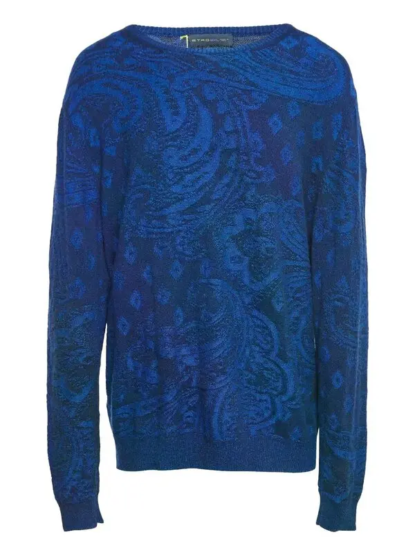 Etro Paisley-jacquard Wool Sweater - Blue