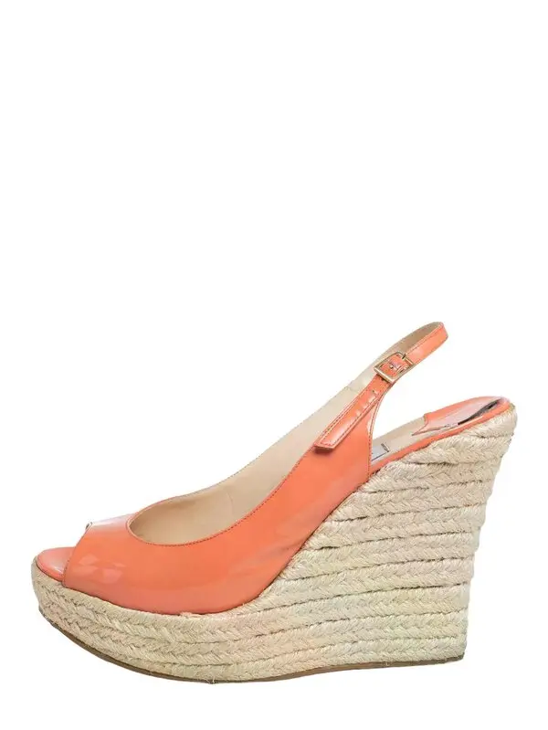 JIMMY CHOO Leather Wedge Sandals - Orange