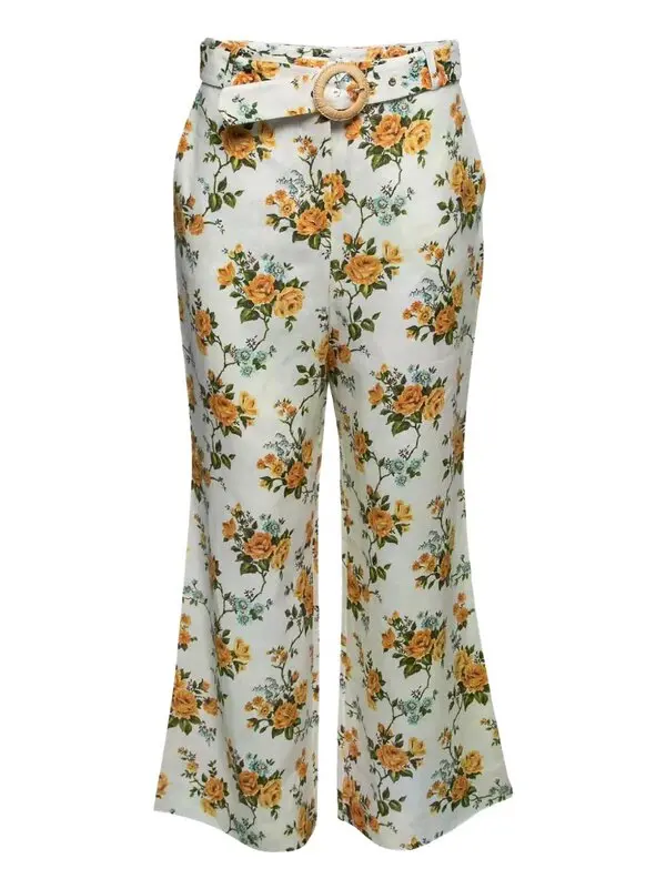 Zimmermann Floral-print Wide-leg Trousers - White