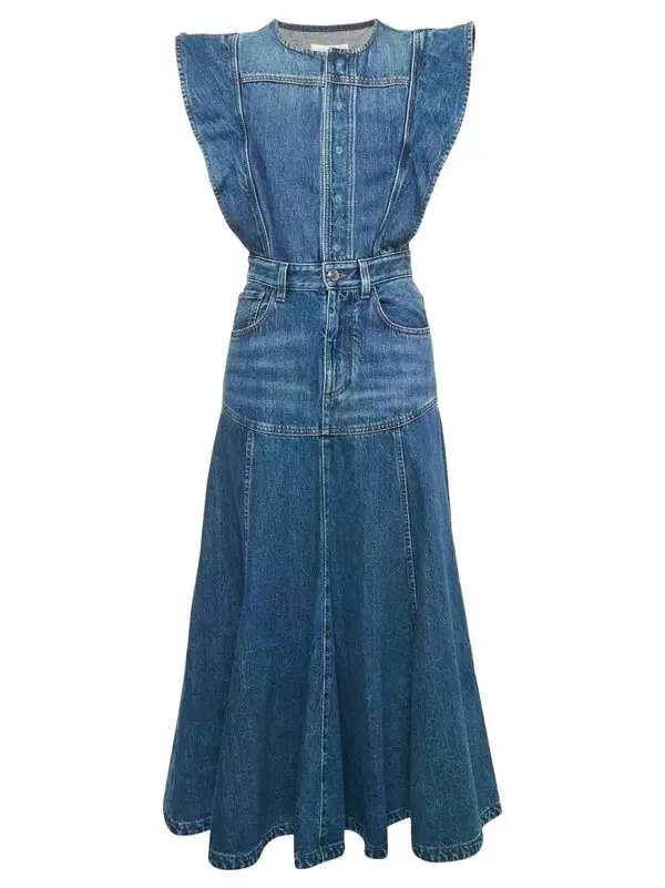 Chloé Flared Denim Dress - Blue