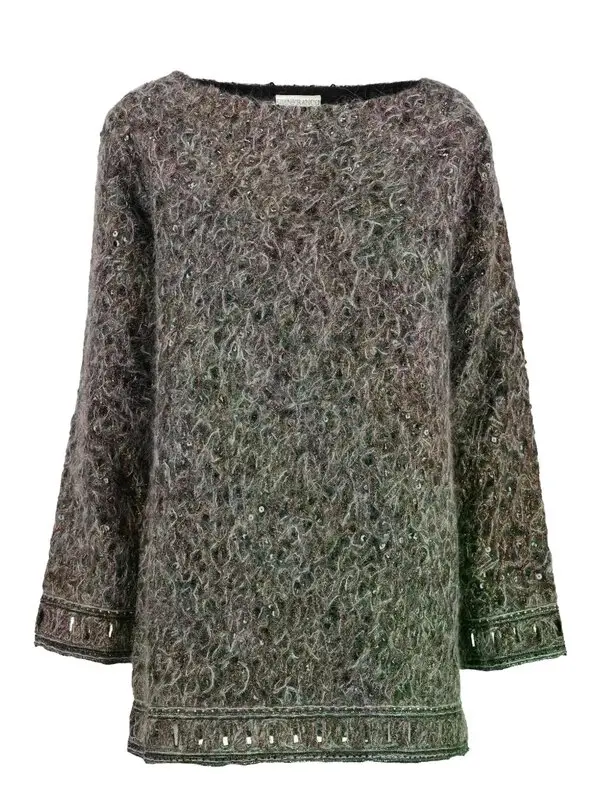 Gianfranco Ferre Embroidered Silk-blend Sweater - Brown