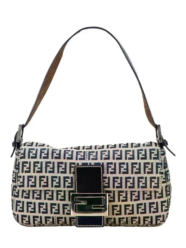 Fendi 20th Century Zucchino Canvas Baguette Shoulder Bag - Grey