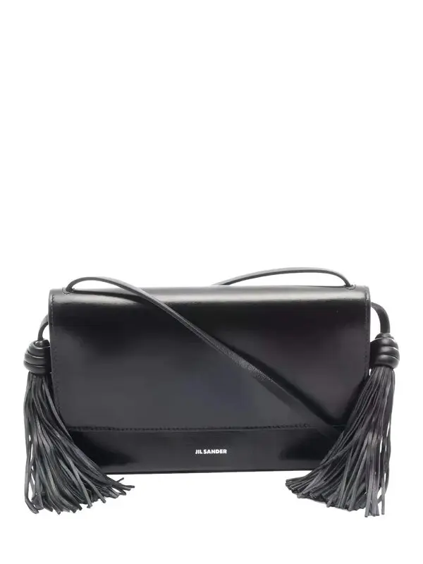 JIL SANDER Tassel-detail Leather Shoulder Bag - Black