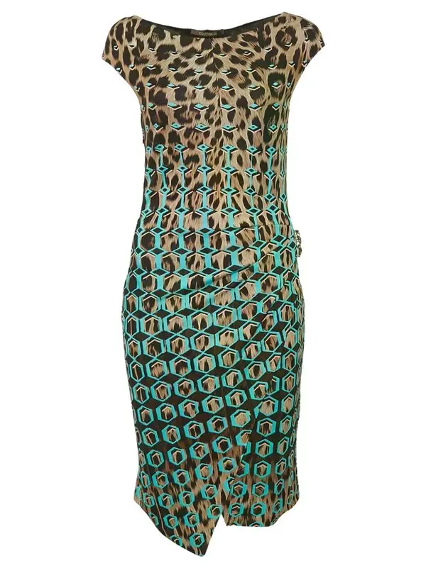 Roberto Cavalli 2024 Leopard Geometric Dress - Brown