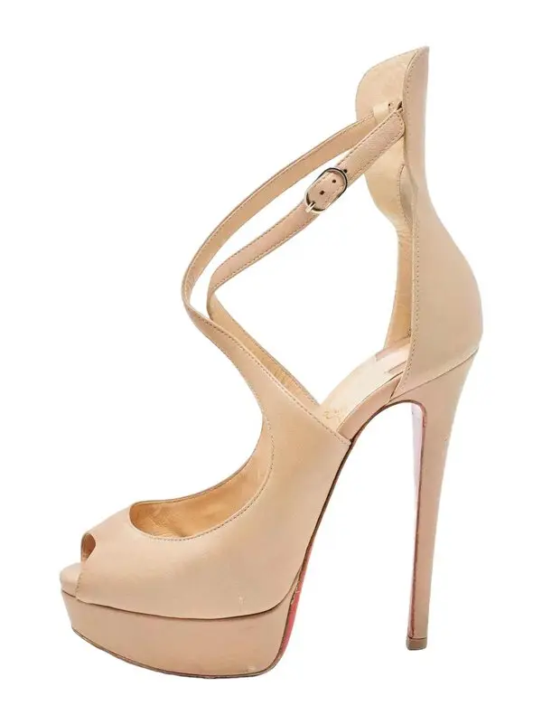 CHRISTIAN LOUBOUTIN 140mm Leather Heeled Sandals - Neutrals