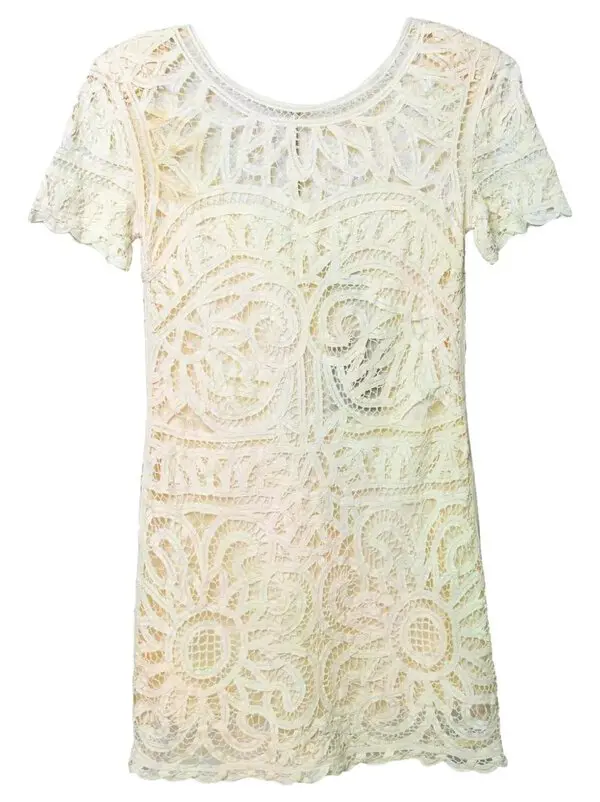 Sea Short-sleeve Lace Dress - Neutrals