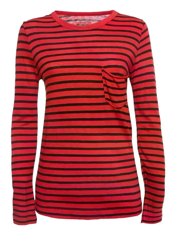 Zadig&Voltaire Striped Patch-pocket Top - Red