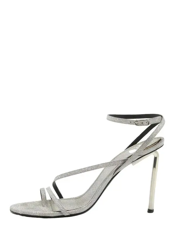 Off-White Glittered Patent Leather Sandals - Metallic