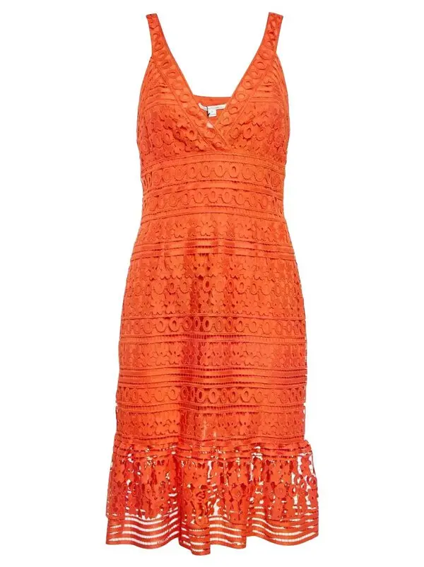 Diane Von Furstenberg Lace Patterned Midi Dress - Orange