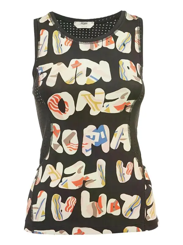 Fendi Logo-print Sleeveless Top - Black