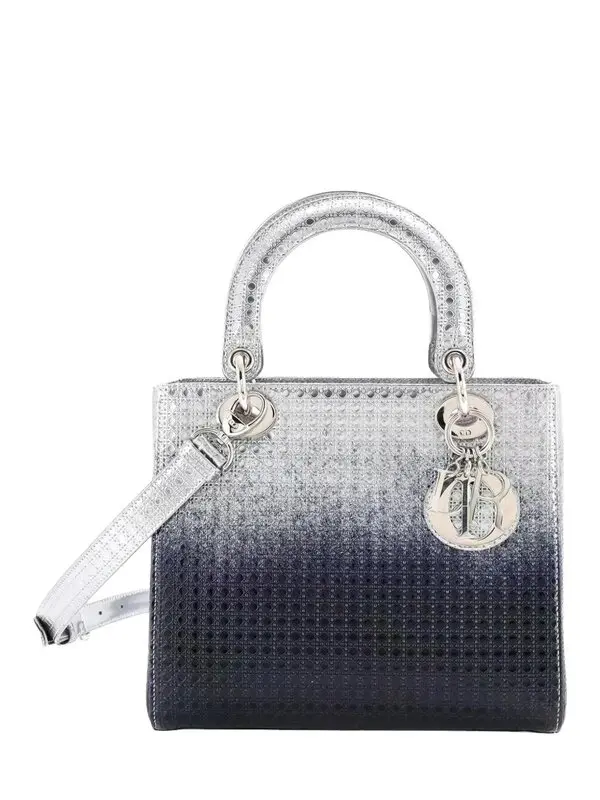 Dior Lady Micro Cannage Ombre Metallic Calfskin Satchel - Silver