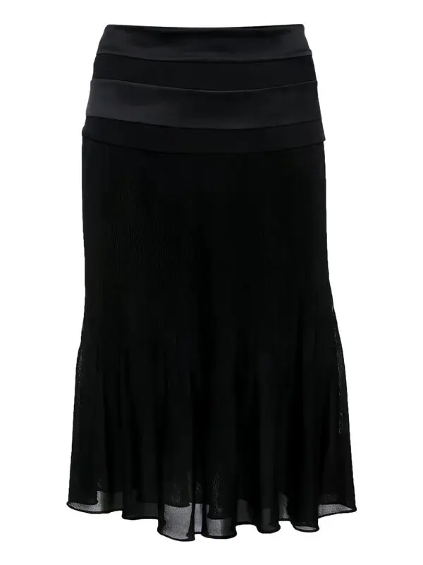 Giorgio Armani Silk Flared Skirt - Black
