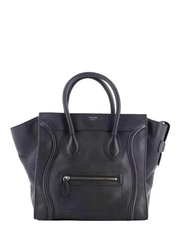Celine Luggage Bag Grainy Leather Mini Tote Bag - Black