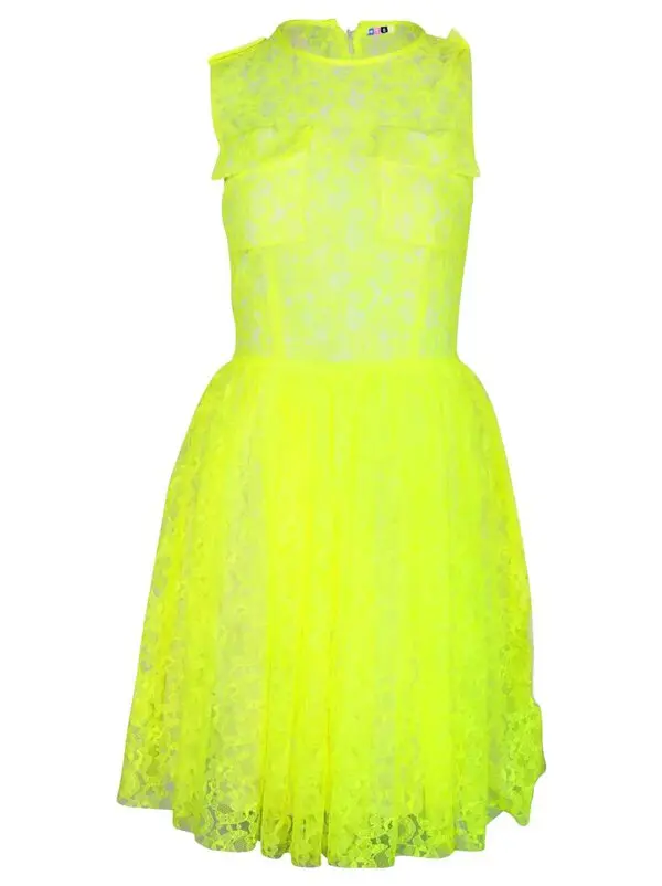 MSGM Lace Sleeveless Mini Dress - Yellow