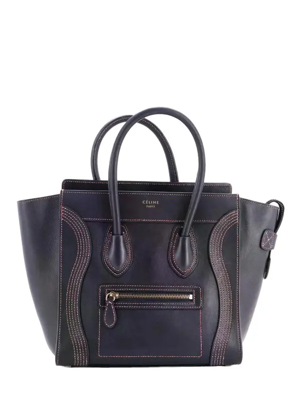 Celine Luggage Bag Smooth Leather Micro Tote - Black