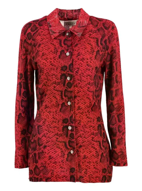 Gianfranco Ferre Snakeskin-print Shirt - Red