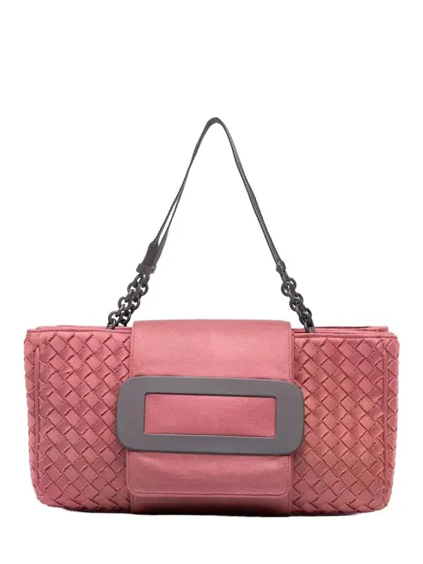 Bottega Veneta Canvas Intrecciato Buckle Flap Handbag - Pink