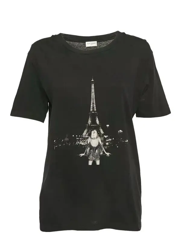 Saint Laurent Eiffel Tower-print Cotton T-shirt - Black