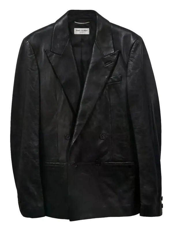 Saint Laurent Double-breasted Leather Jacket - Black
