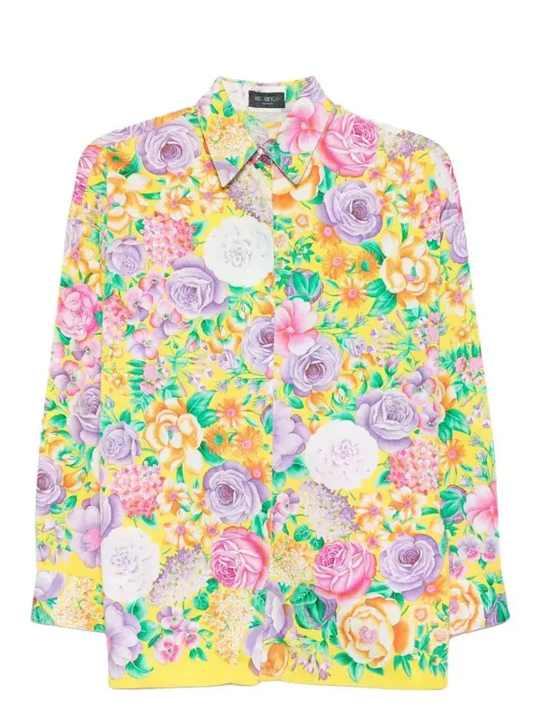 Versace 1990s Floral-print Shirt - Yellow